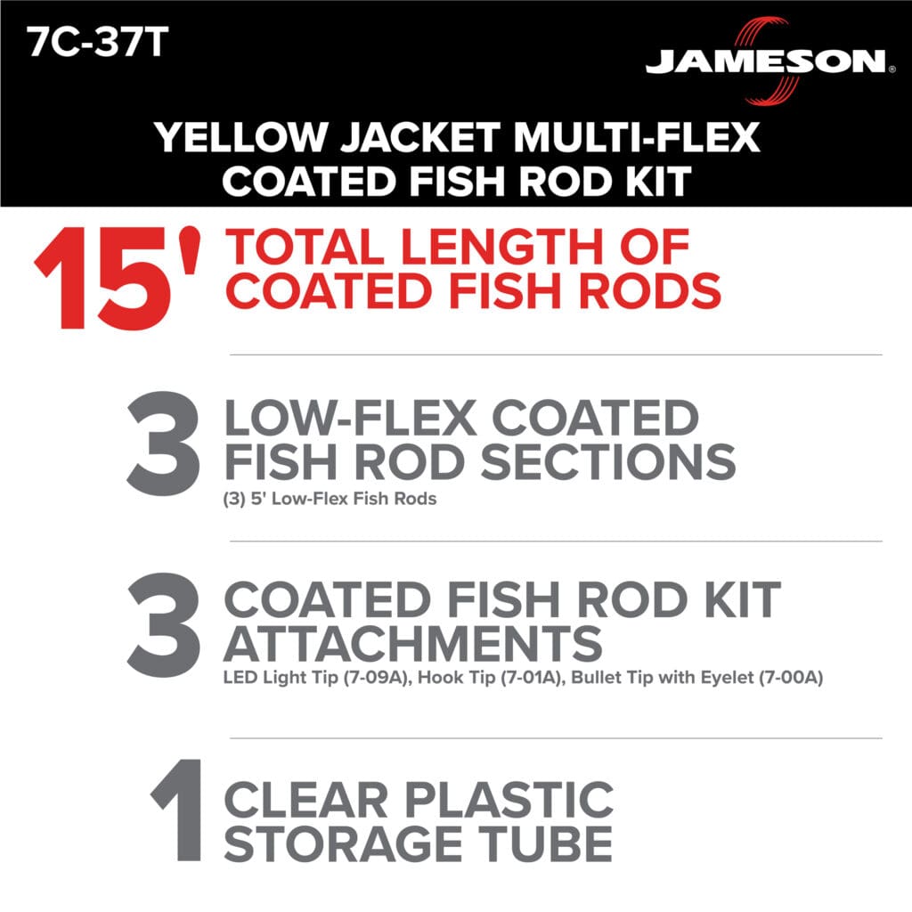 Yellow Jacket Coated Fish Rod Kit, 15' Low-Flex | Jameson Tools | 7C-37T