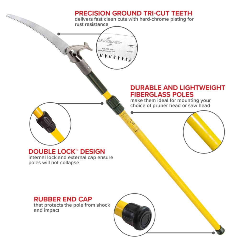 Double Lock Telescoping Pole Permanent Mount Pole Saw Tri-Cut Saw Blade ...
